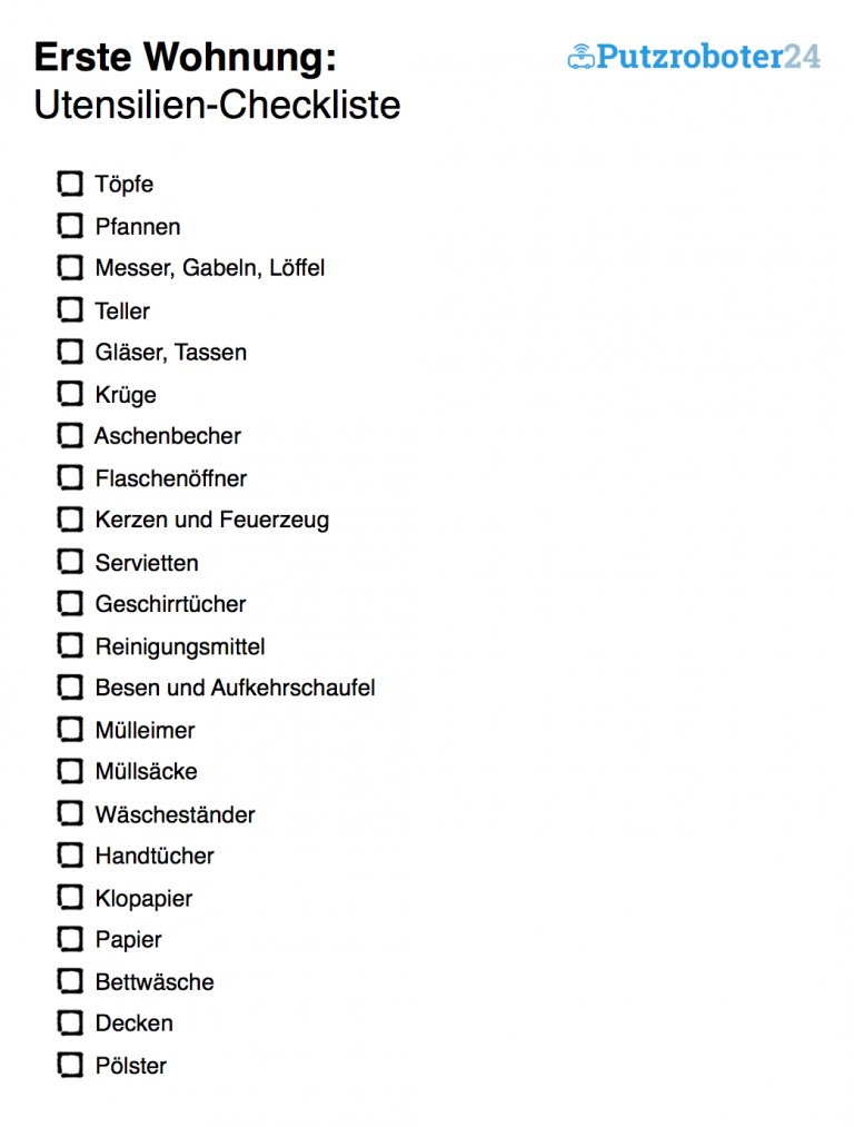 ?Erste Wohnung Checkliste für den Umzug (Organisation, Möbel, etc.)
